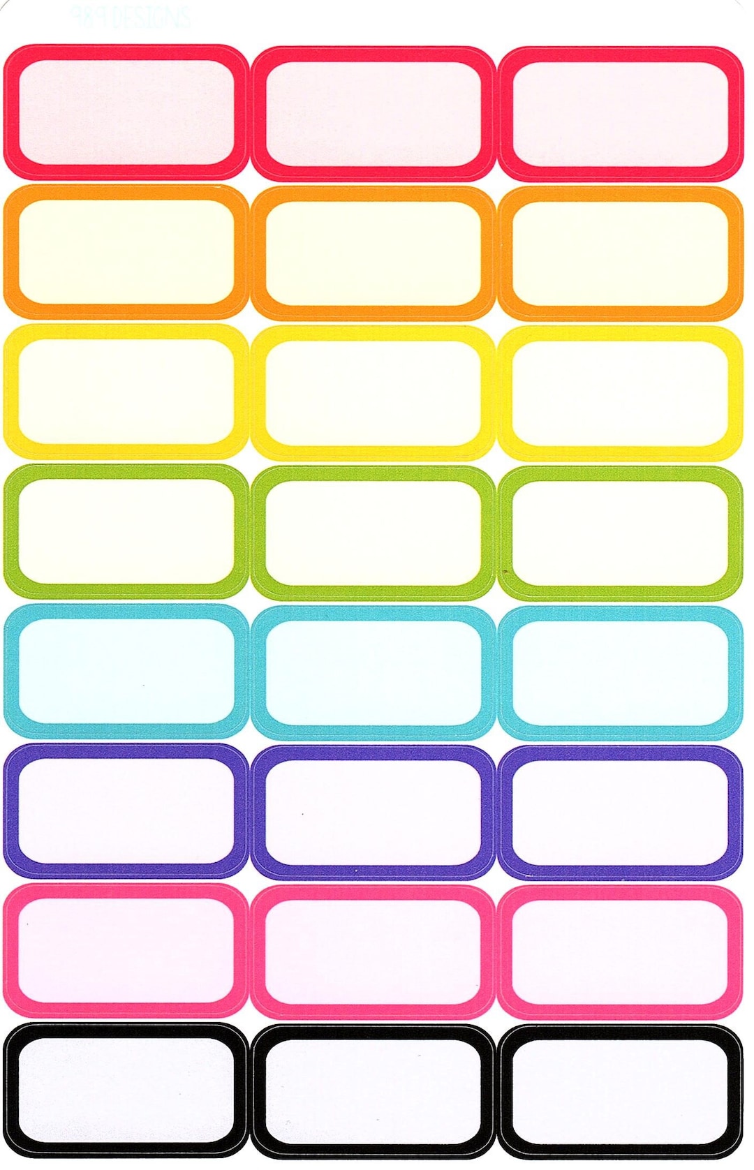 Solid Color Rainbow Short Boxes (8 Colors) - Planner Stickers - Third ...