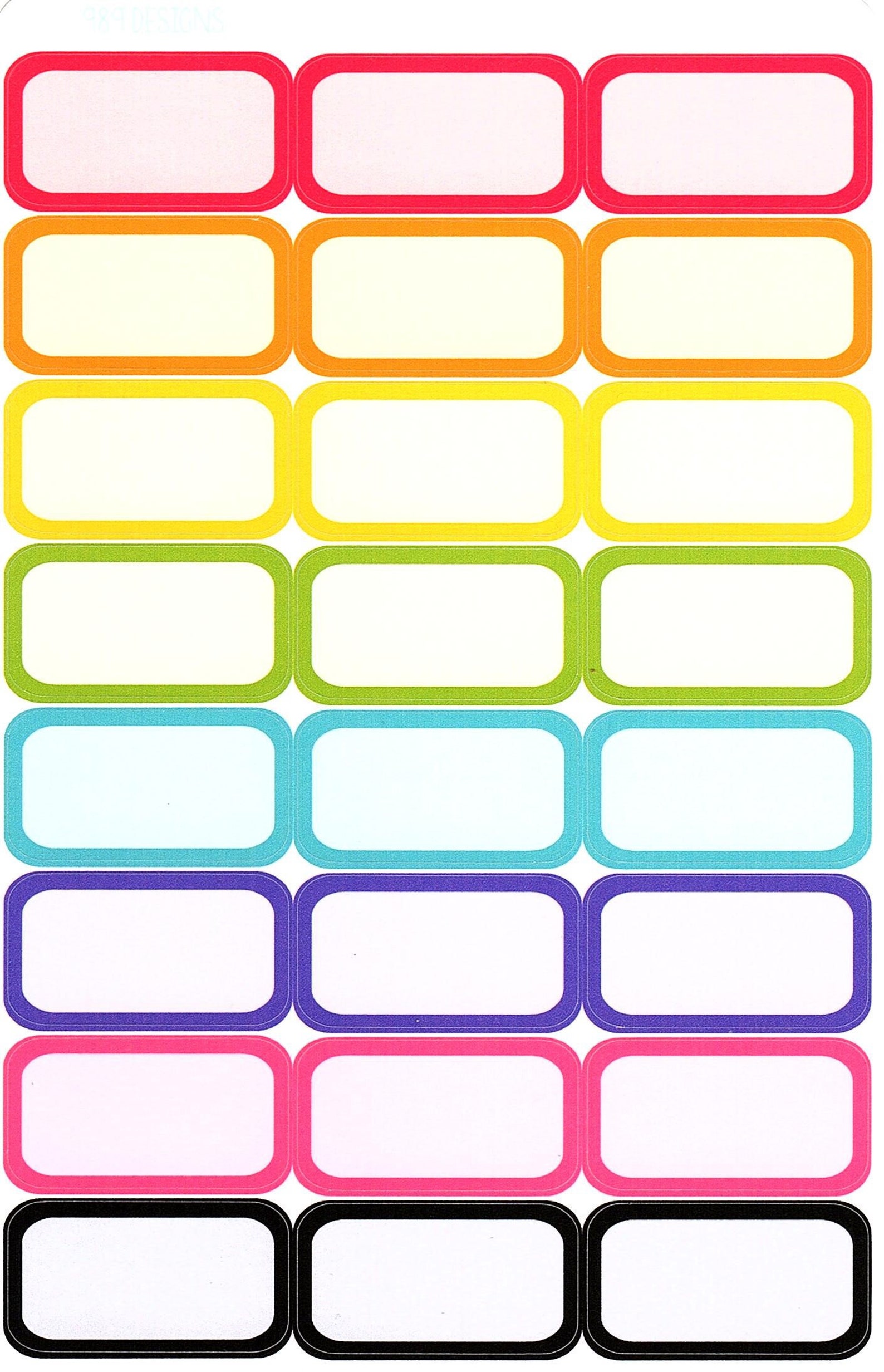 Solid Color Rainbow Short Boxes (8 Colors) - Planner Stickers - Third ...