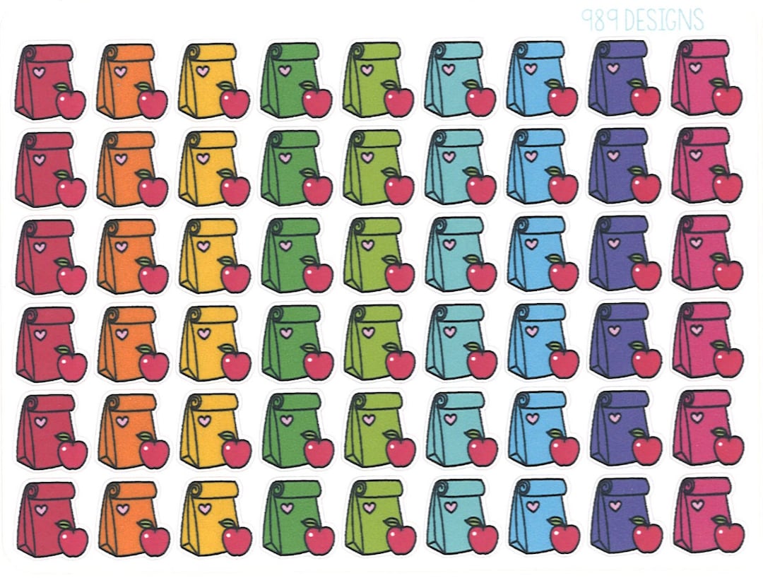 Lunch Bags - Planner Stickers - Food Stickers - Lunch Bag Stickers ...