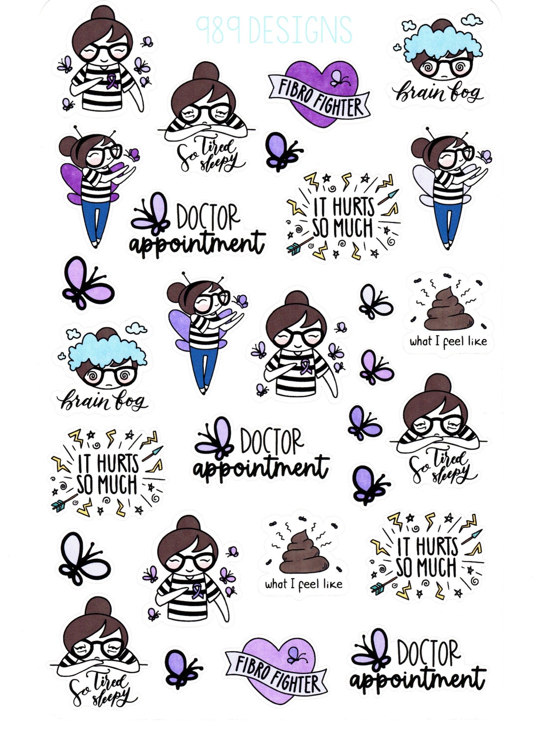 Lu Fights Fibromyalgia - Planner Stickers - Fibromyalgia Planner ...