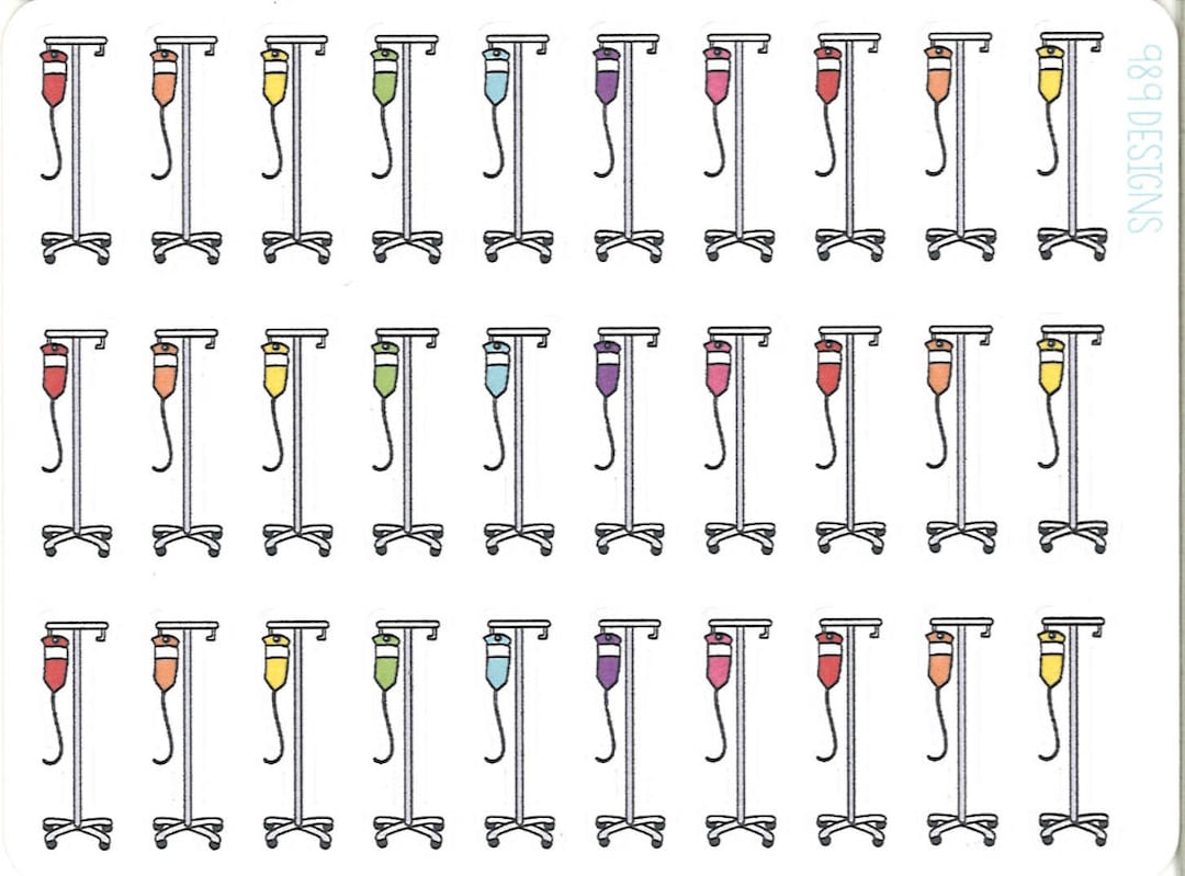 I.V. Pole/infusion Stickers - Planner Stickers - Health Stickers - IV ...