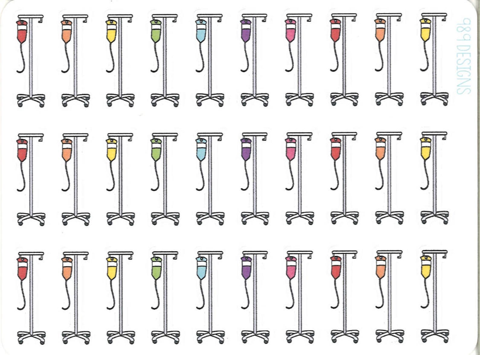 I.V. Pole/infusion Stickers Planner Stickers Health - Etsy