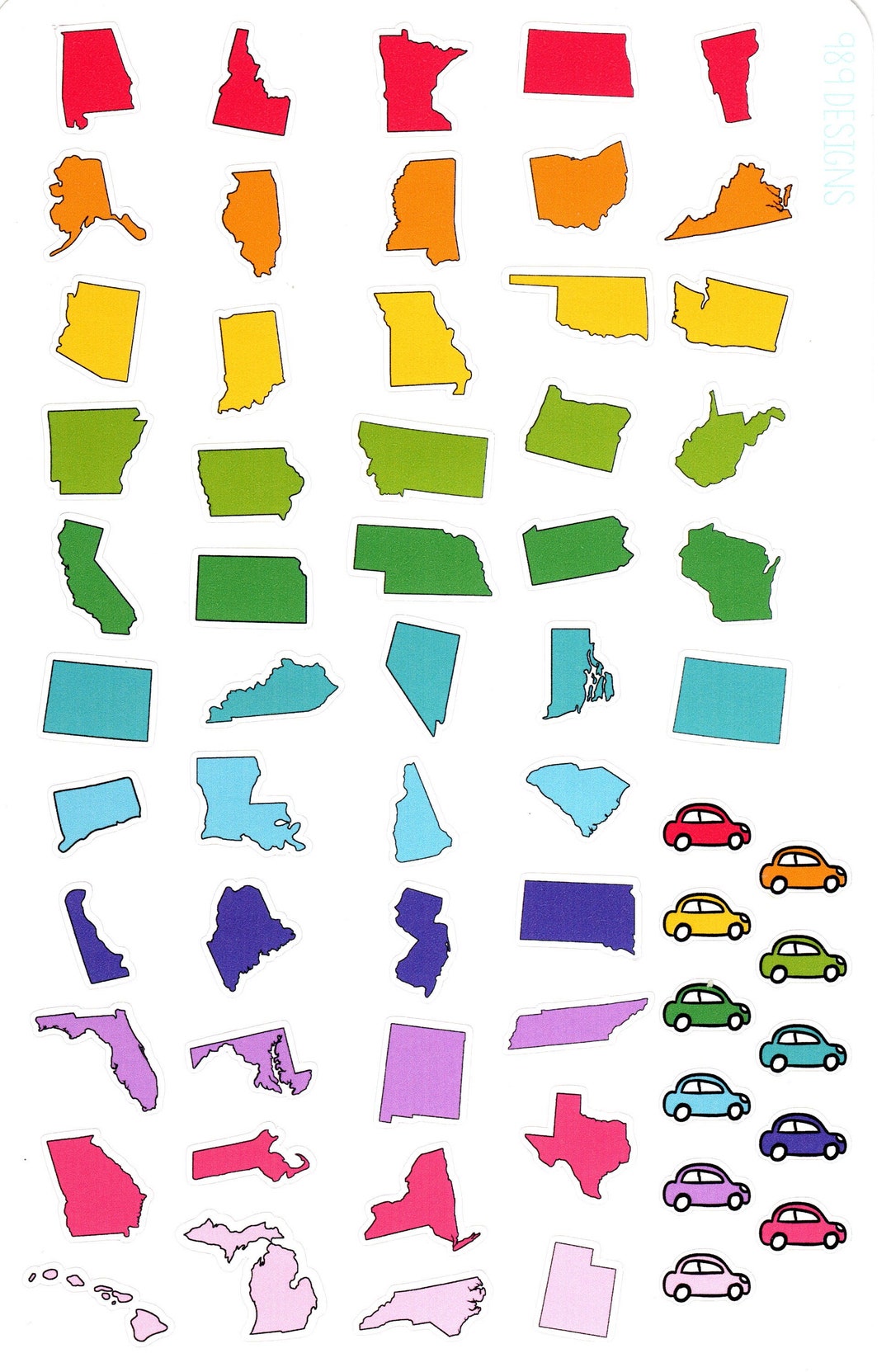All 50 States - Planner Stickers - USA Stickers - State Stickers ...