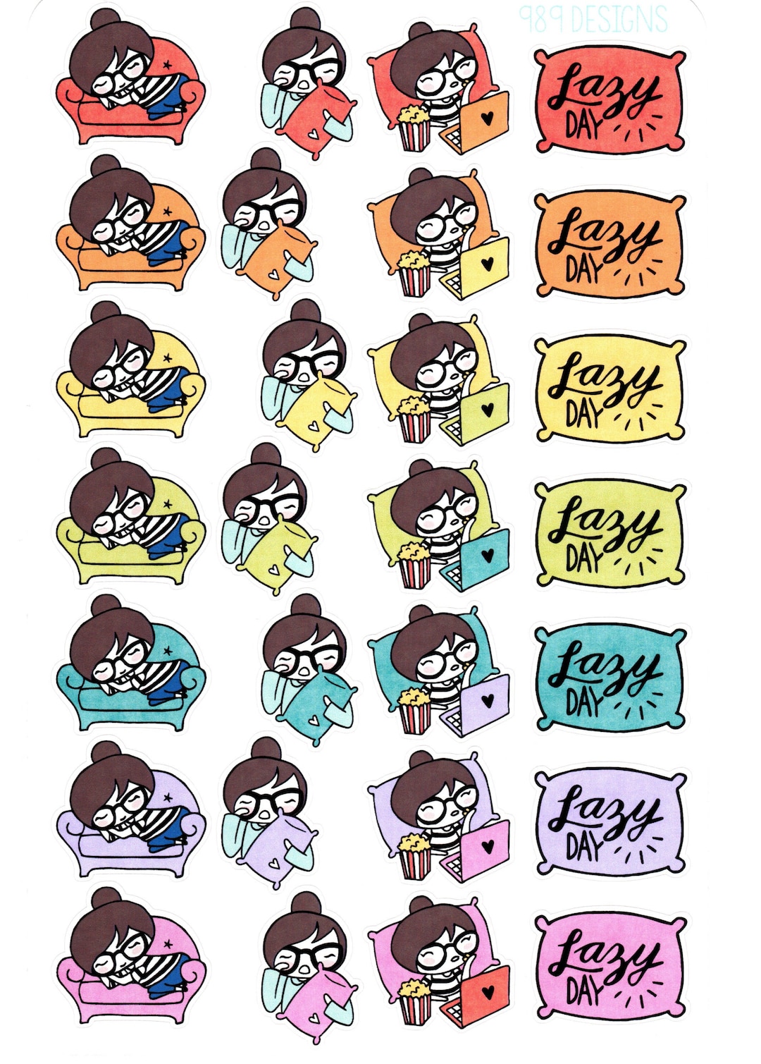Lu's Lazy Day - Planner Stickers - Lazy Day Planner Stickers - Couch ...