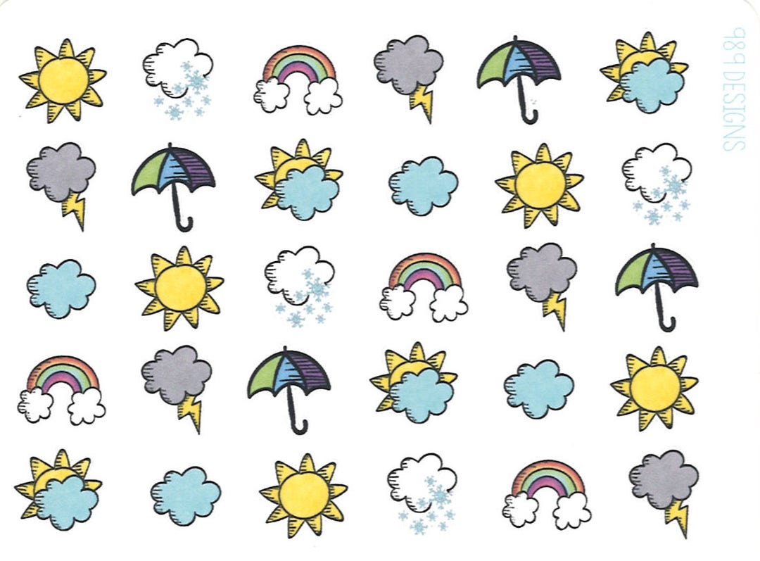 Weather Icons - Planner Stickers - Weather Tracking Stickers - Suns ...