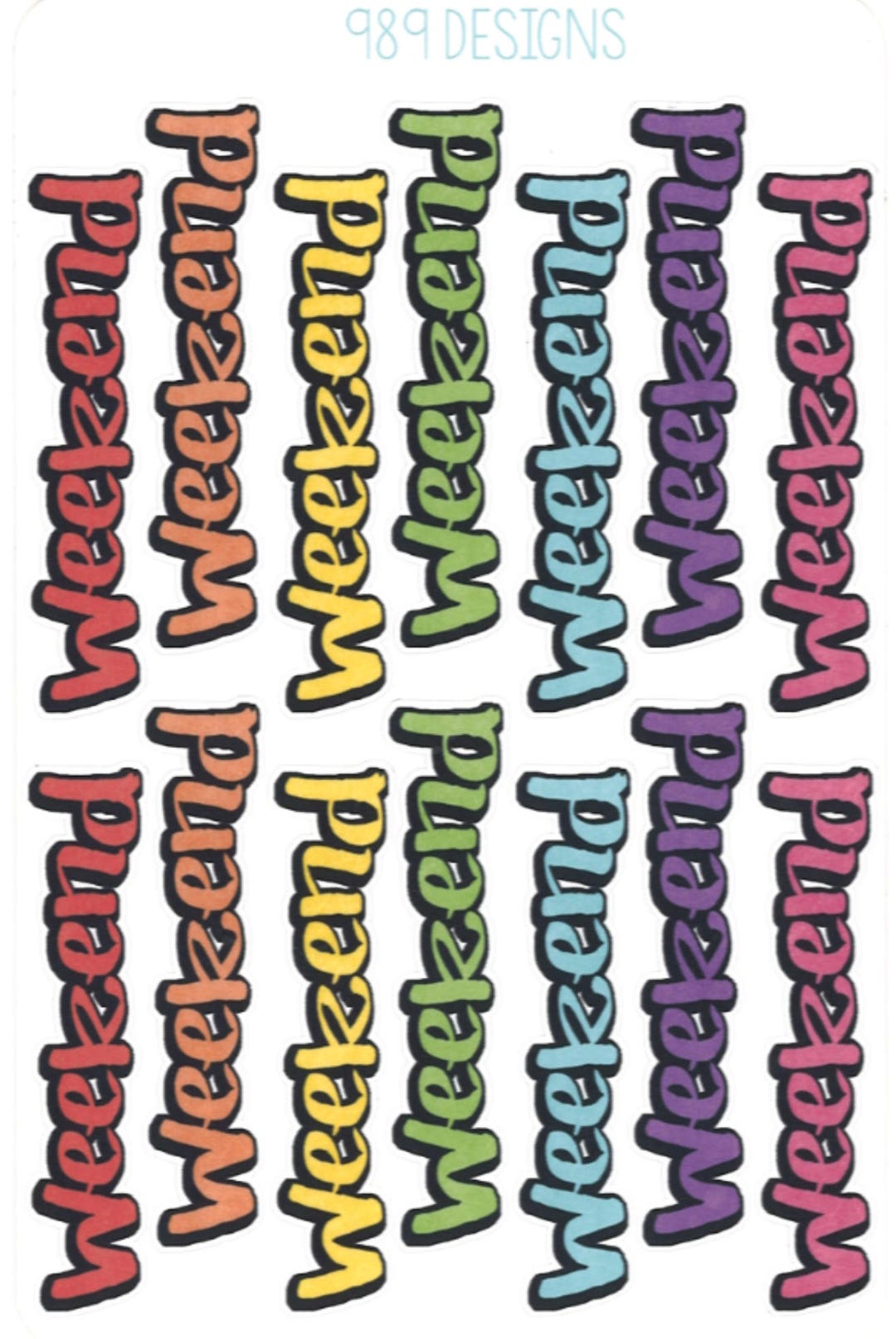 Cursive Weekend Stickers: Rainbow || Planner Stickers - Etsy