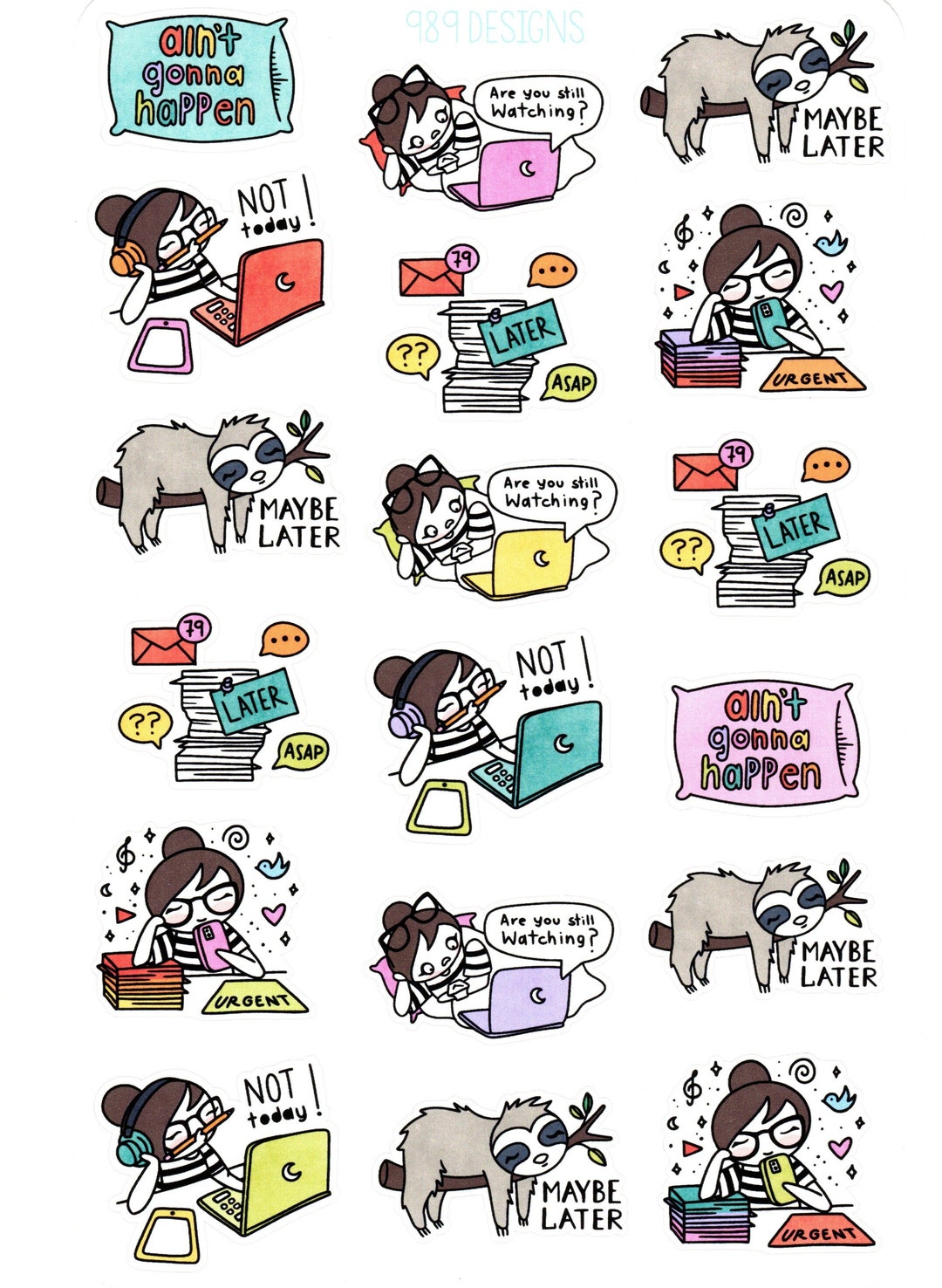 Lu Procrastinates - Planner Stickers - Procrastination Stickers - Ain't ...