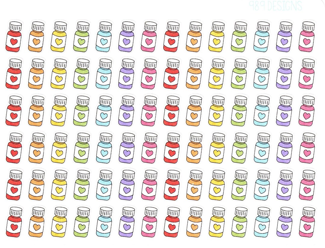 Pill Bottle Stickers (rainbow) - Planner Stickers - Medicine Bottle ...