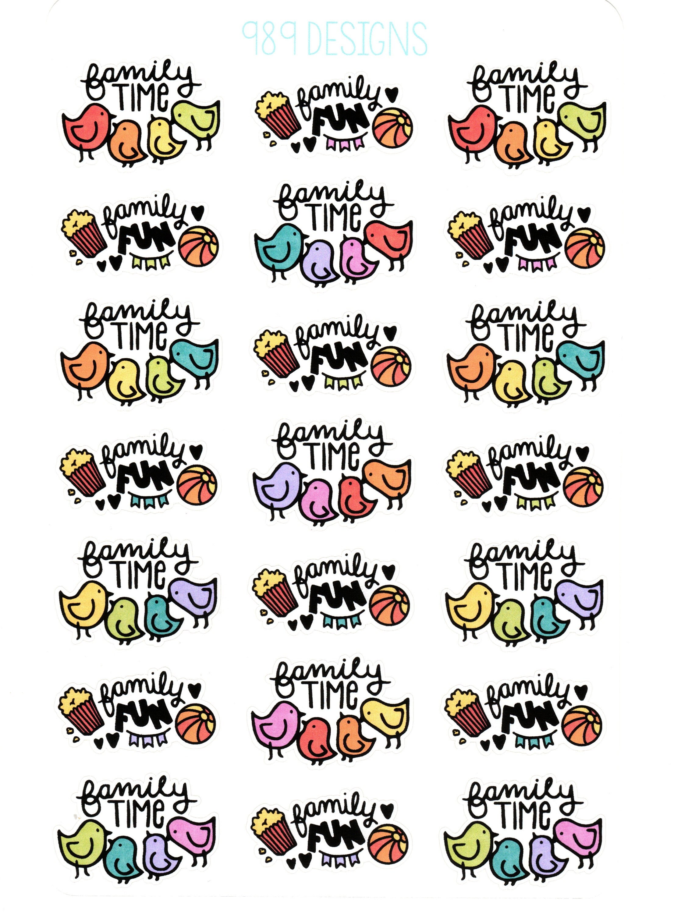 Family Time Stickers - Planner Stickers - Family Time Planner Stickers ...