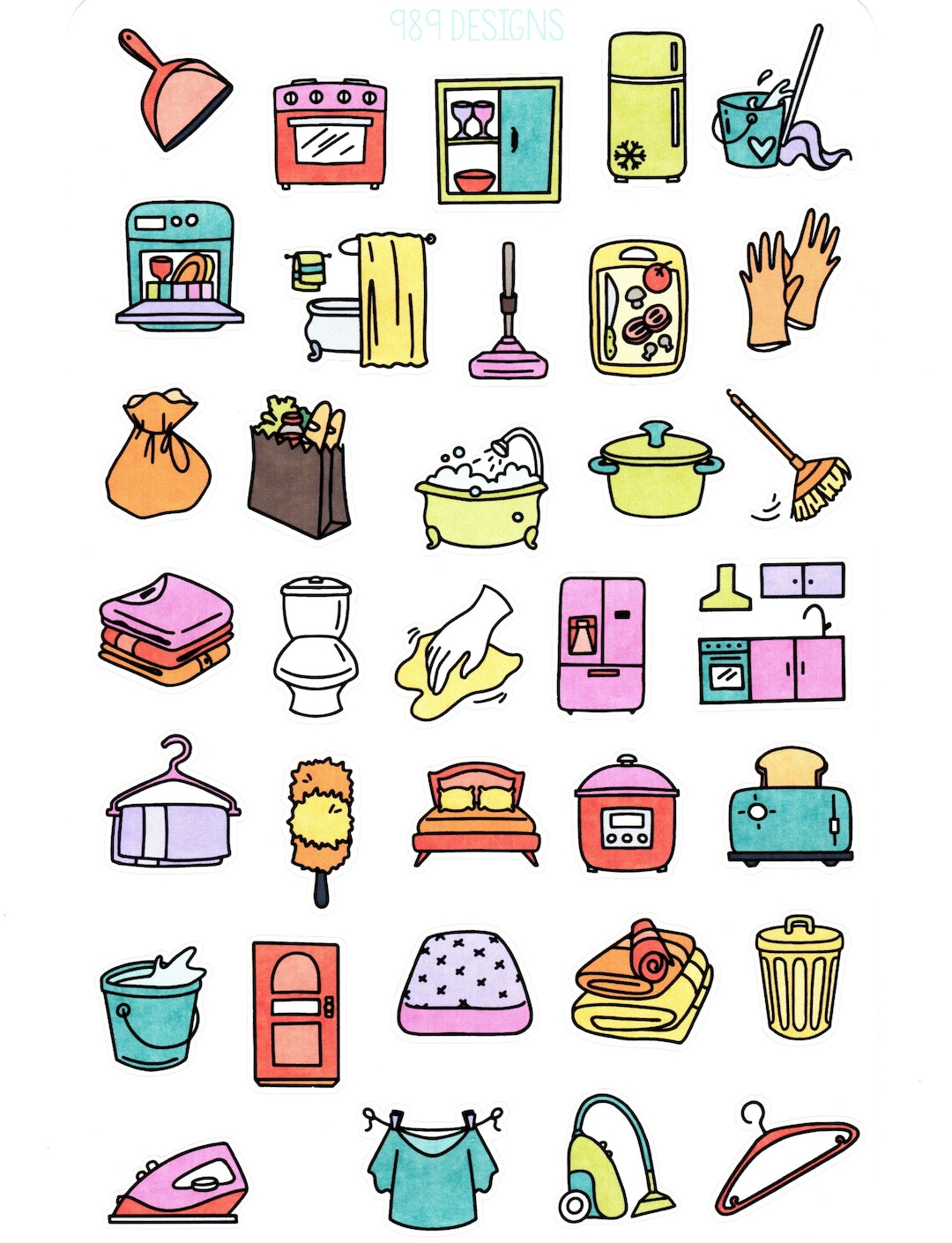 Chore Icons Planner Stickers Household Planner Stickers Chore Planner ...