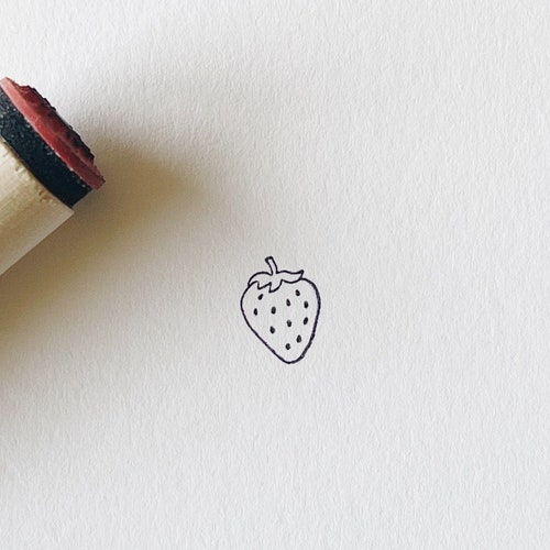 Mini STRAWBERRY Stamp. Rubber Planner Stamp. Bujo Bullet - Etsy