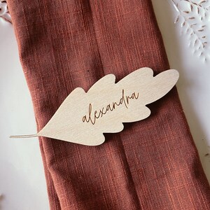 Wooden Personalized Name Tags. Custom Leaf Design Name Tags. Table ...