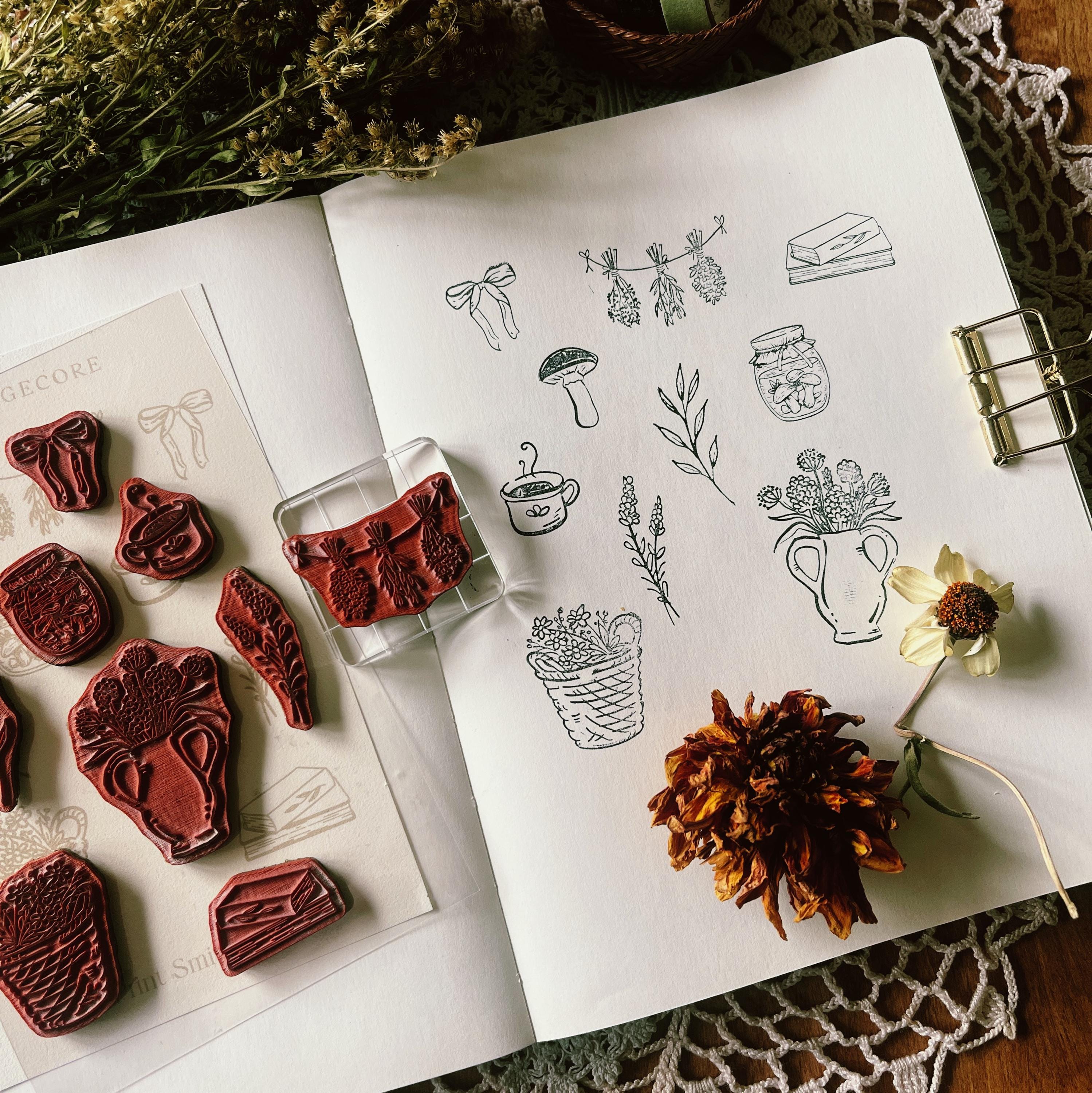Cottage Core Rubber Stamps - Botanical Junk Journaling Ephemera - Etsy