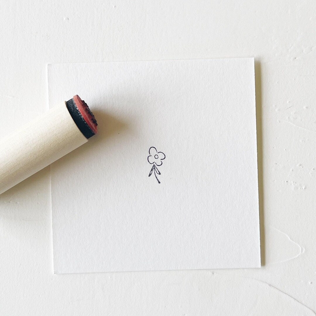 Mini FLOWER W/ STEM. Rubber Planner Stamp. Bujo Bullet Journaling Stamp ...