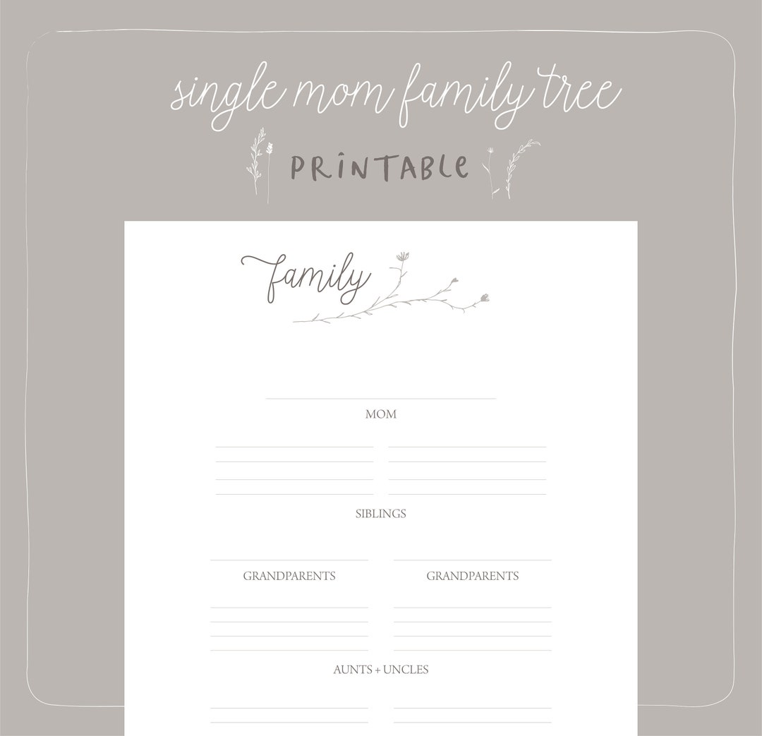 Single Parent Family Tree Baby Book Page Printable Template. Baby Book ...