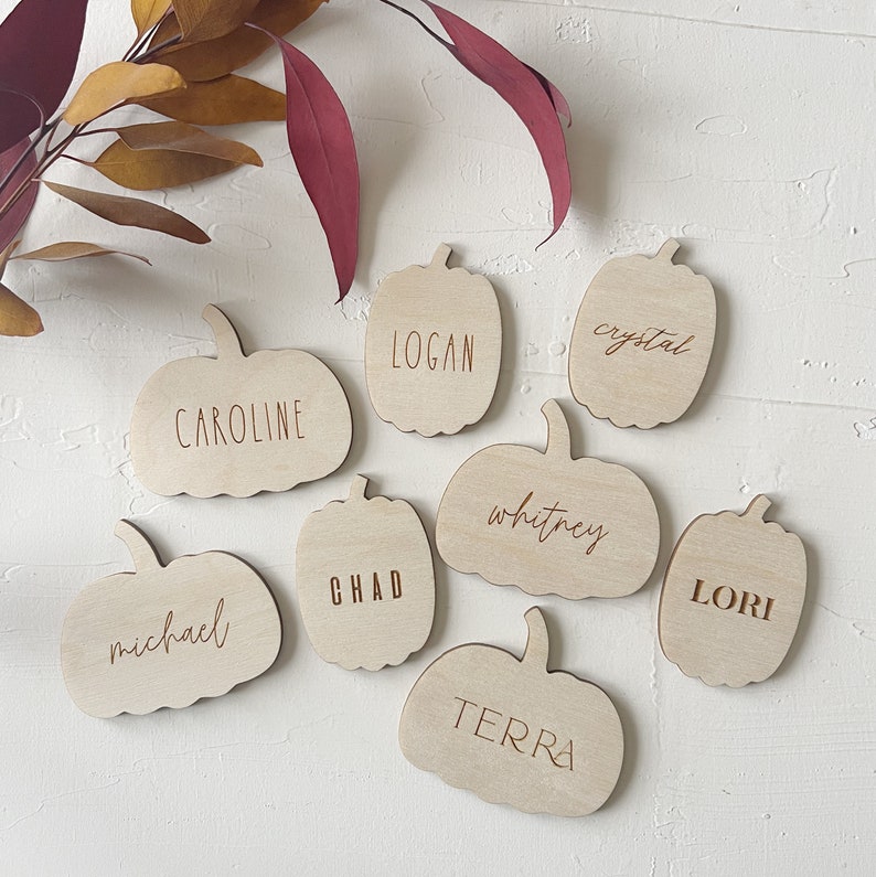 Pumpkin Name Tags. Custom Wooden Table Scape Name Tags. - Etsy