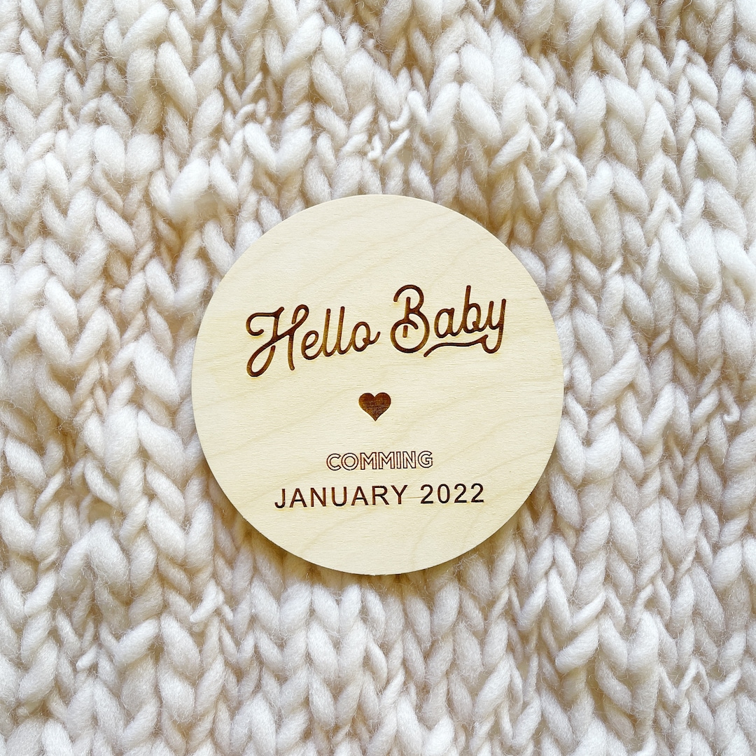 ENGRAVED Hello Baby Sign. Pregnancy Announcement Sign. Custom Pregnancy ...
