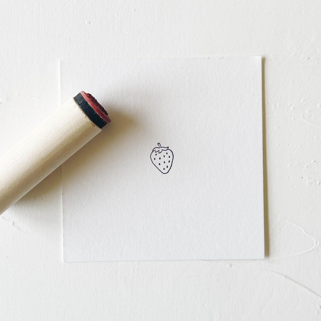 Mini STRAWBERRY Stamp. Rubber Planner Stamp. Bujo Bullet Journaling ...