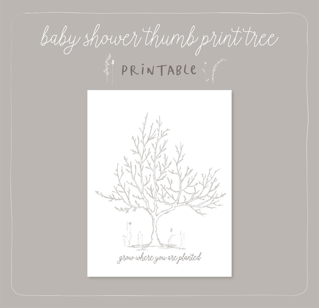 Baby Shower Thumb Print Tree Printable. Baby Shower Guests Tree Sign in ...