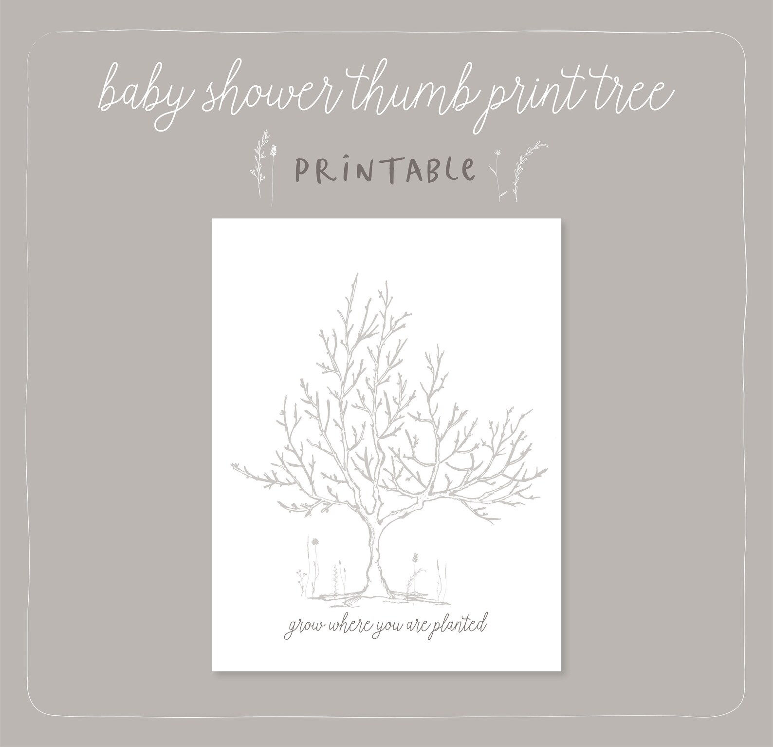 Baby Shower Thumb Print Tree Printable. Baby Shower Guests - Etsy