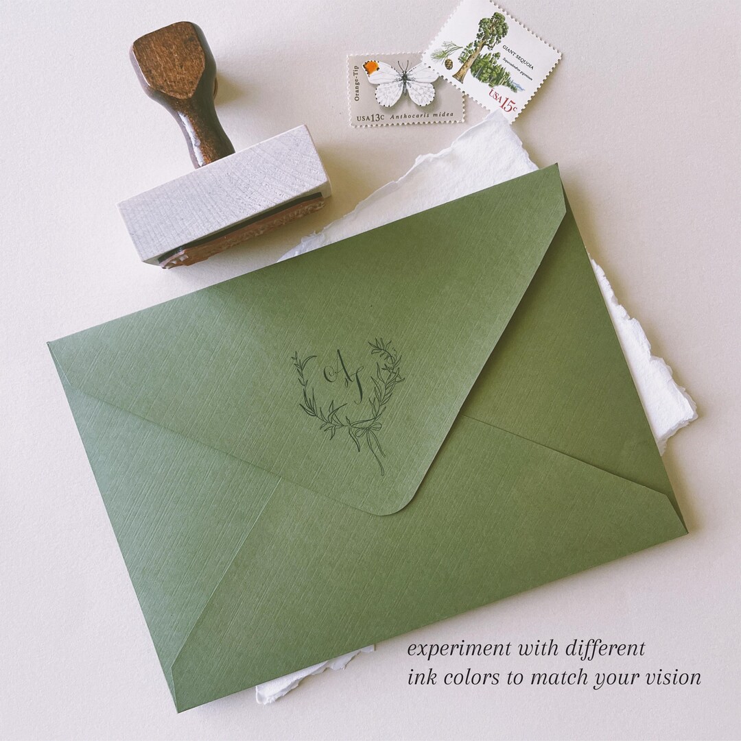 Custom Monogram Crest Rubber Stamp. - Etsy