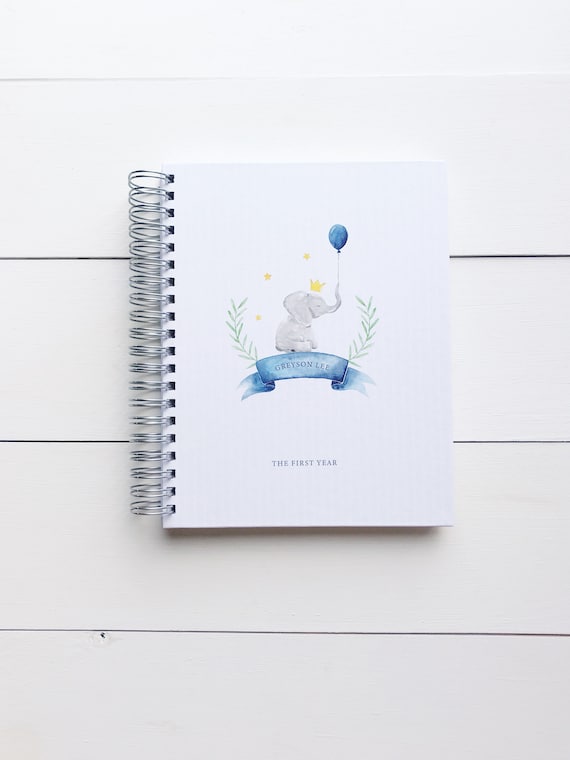 Baby Elephant Baby Book. Baby Album. Customized Baby Book. | Etsy