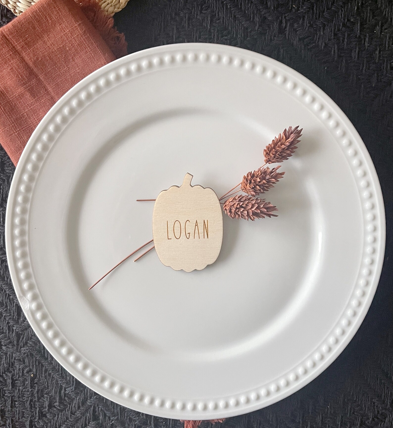 Pumpkin Name Tags. Custom Wooden Table Scape Name Tags. Pumpkin Shape ...