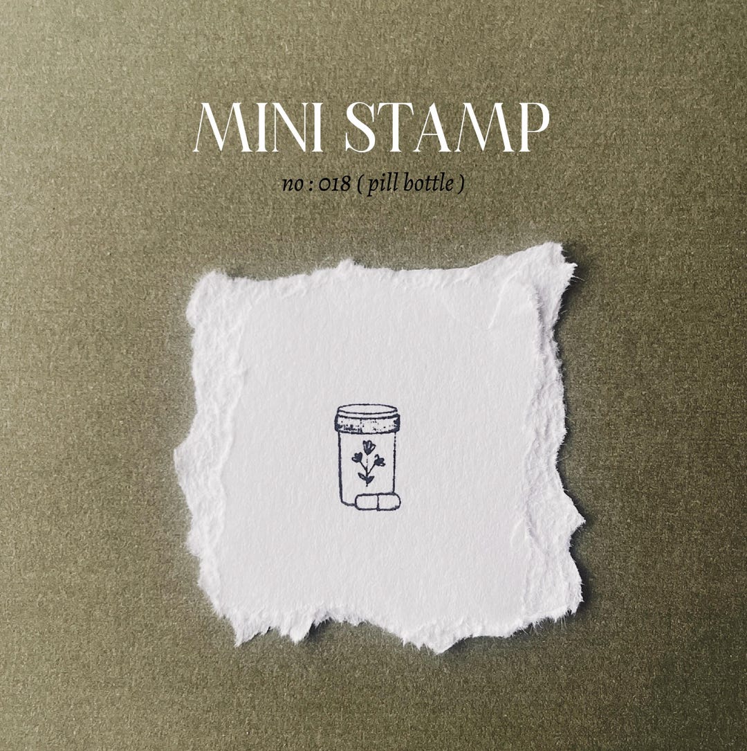 Mini Pill Bottle Stamp. Rubber Planner Stamp. Bujo Bullet Journaling ...