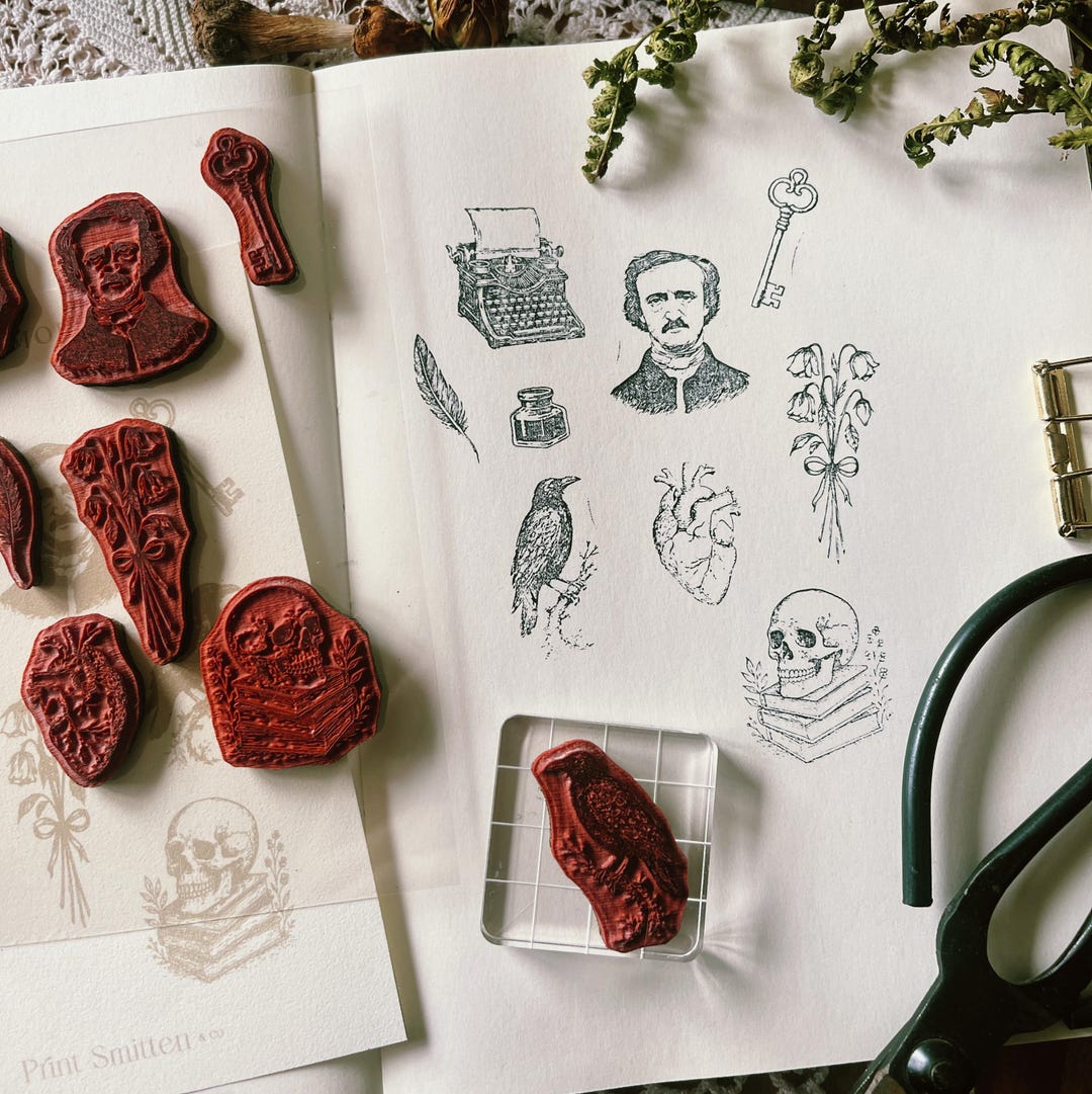 Edgar Allan Poe Stamp Set - Cling Foam Journaling Stamps - Etsy