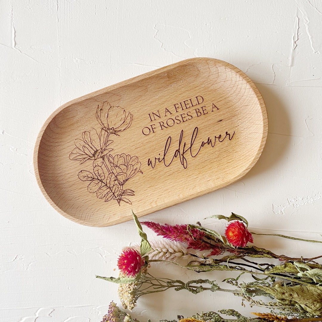 ENGRAVED Personalized Wooden Tray. Small Modern Catch All Tray Dish ...