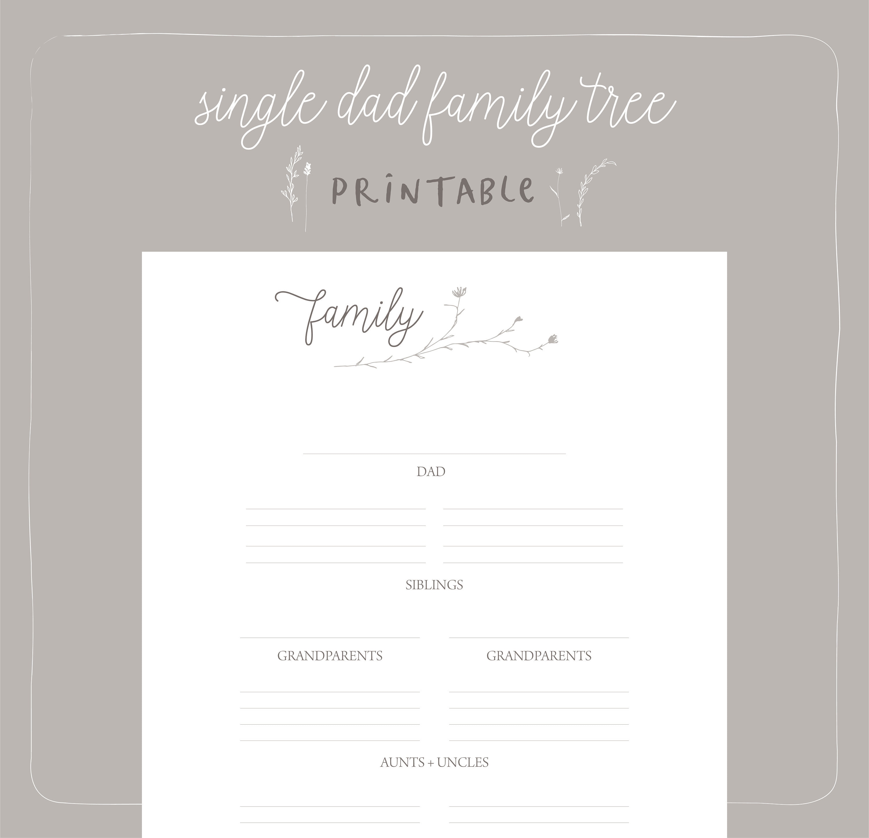 Single Parent Family Tree Baby Book Page Printable Template. - Etsy ...