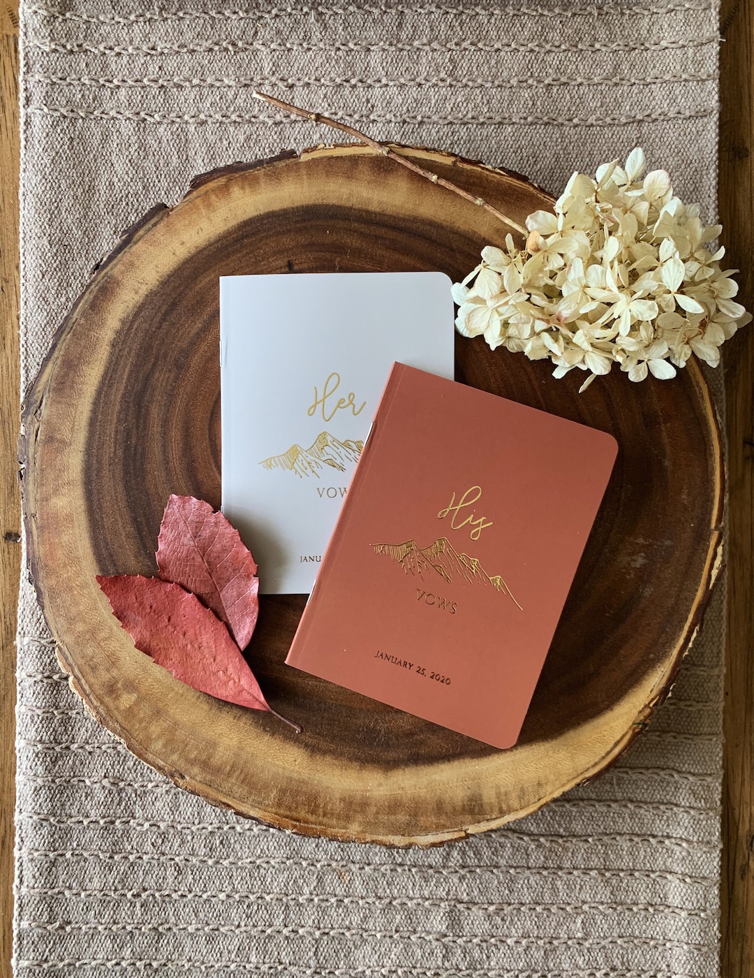 FOILED Rustic Wedding Vow Book Set. Set of 2 Mountain Theme Wedding ...