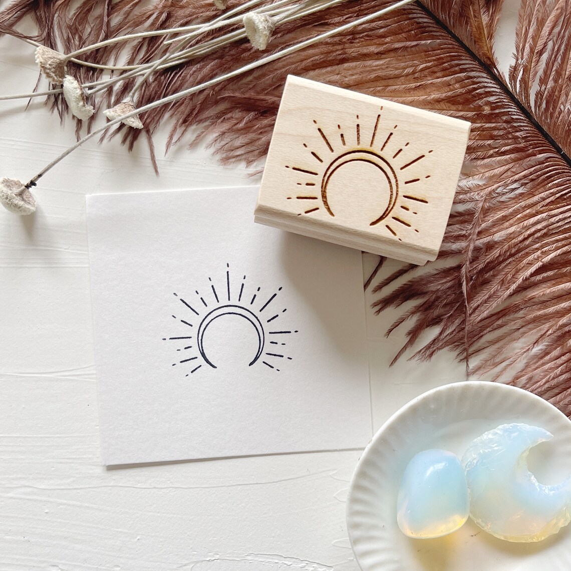 STARBURST CRESENT Moon Stamp. Celestial Stamp. Planner Stamp ...
