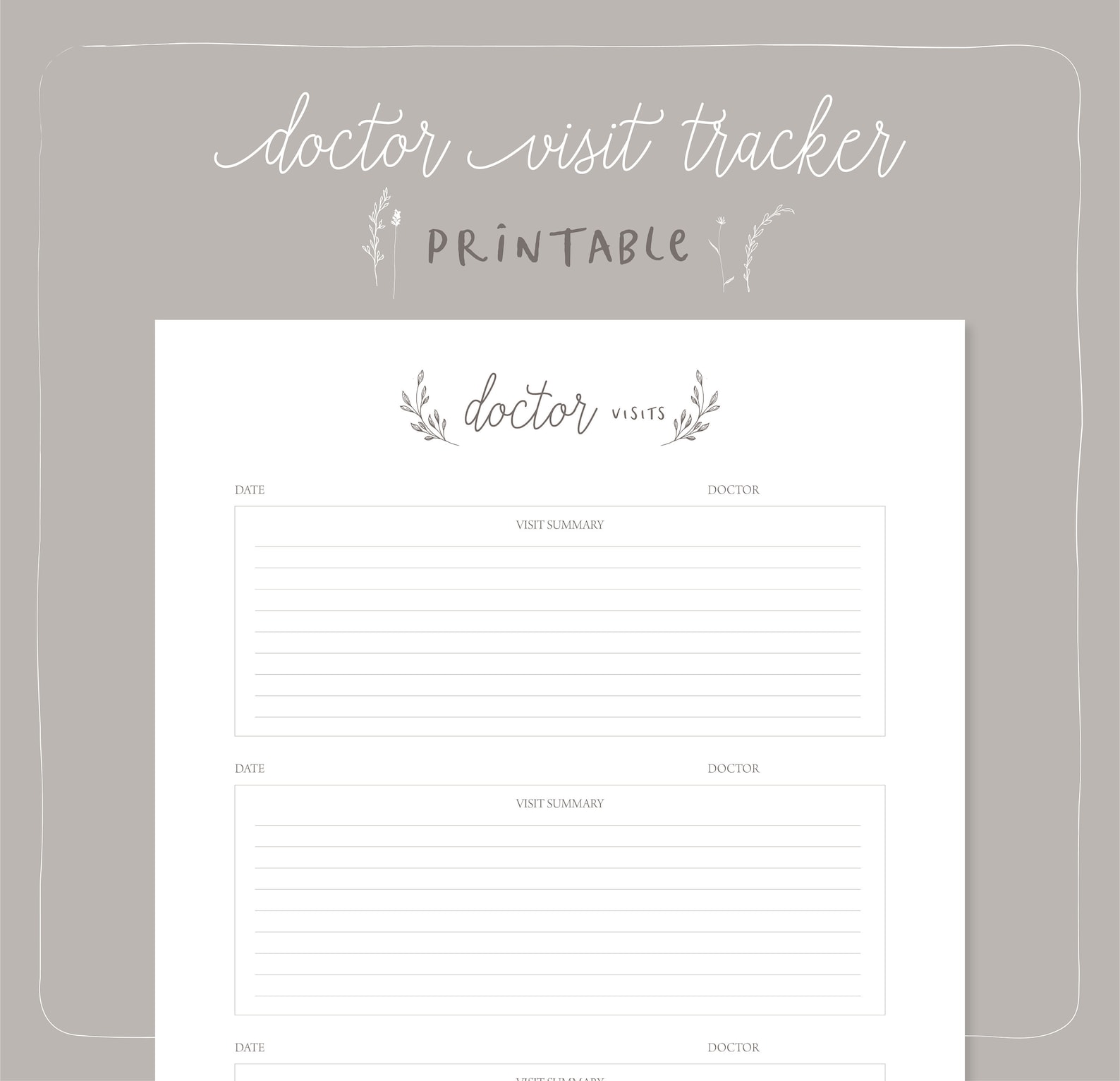 Baby Book Printable Template Doctor Visit Tracker Pages for | Etsy