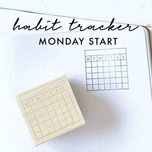 Habit Tracker Stamp Monthly Calendar Stamp Task Planner - Etsy