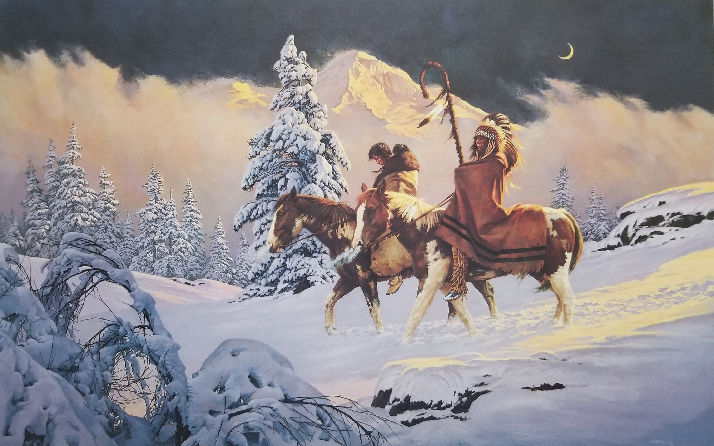 New Moon - Limited Edition Print by Chuck Ren - Native American Family ...