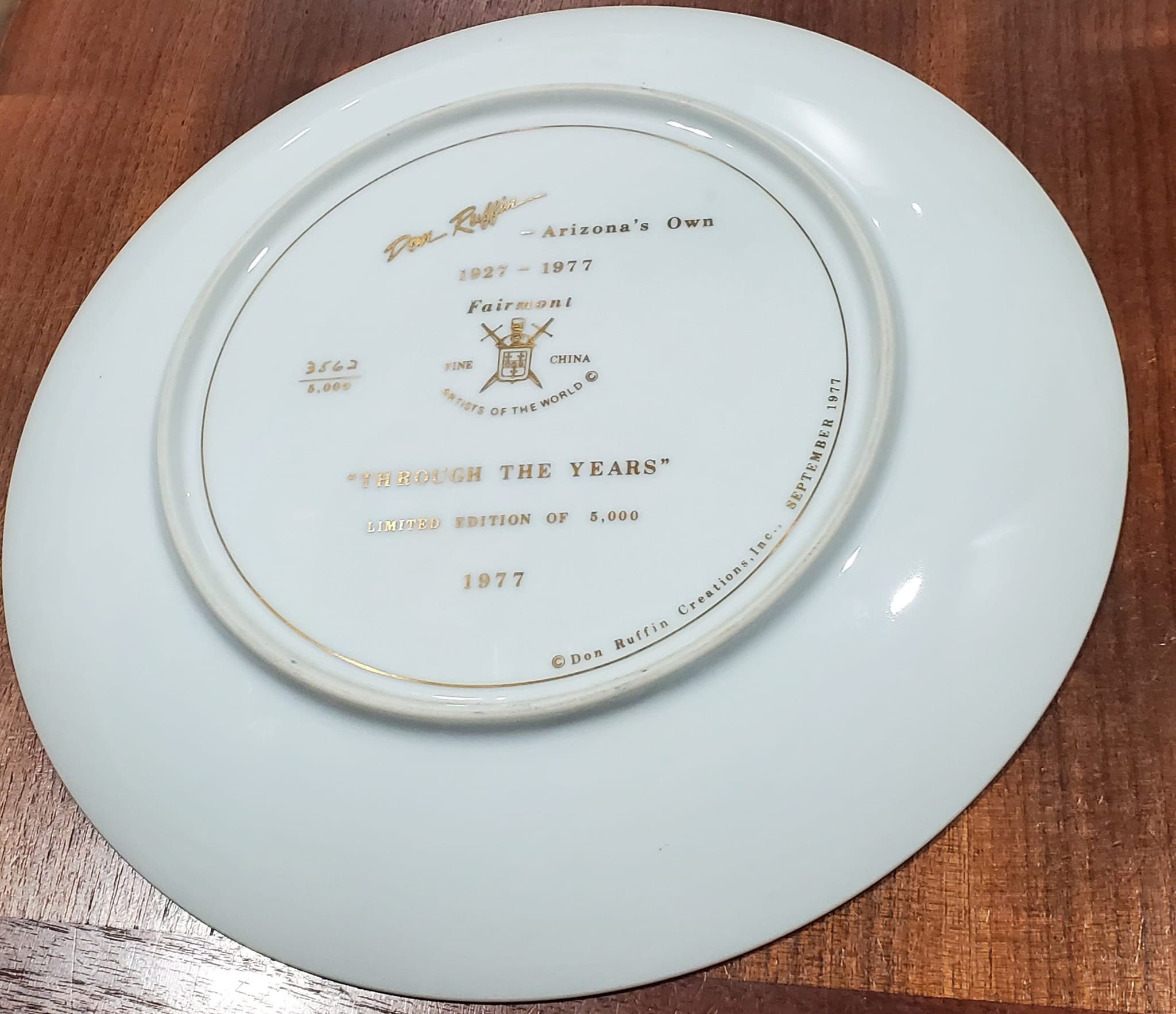Through the Years Don Ruffin Collector Plate 1977 Fairmont Fine China ...