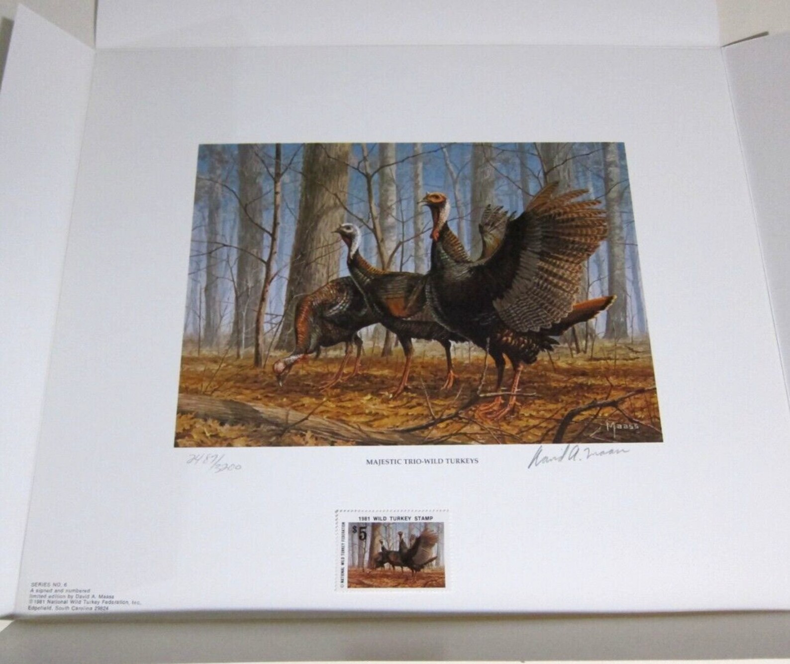Majestic Trio - Wild Turkeys by David Maass - 1981 Wild Turkey Stamp ...