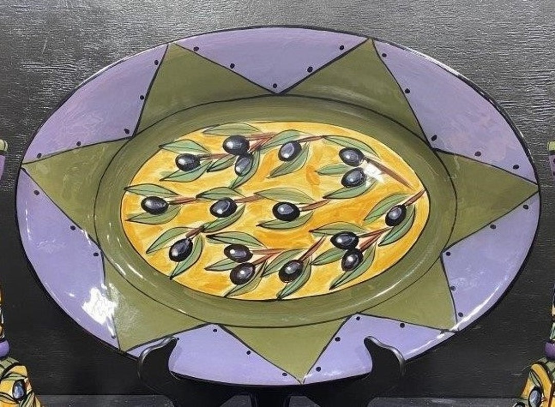 Kelly Jo Designs Vintage Signed Platter With Olive Design - Etsy