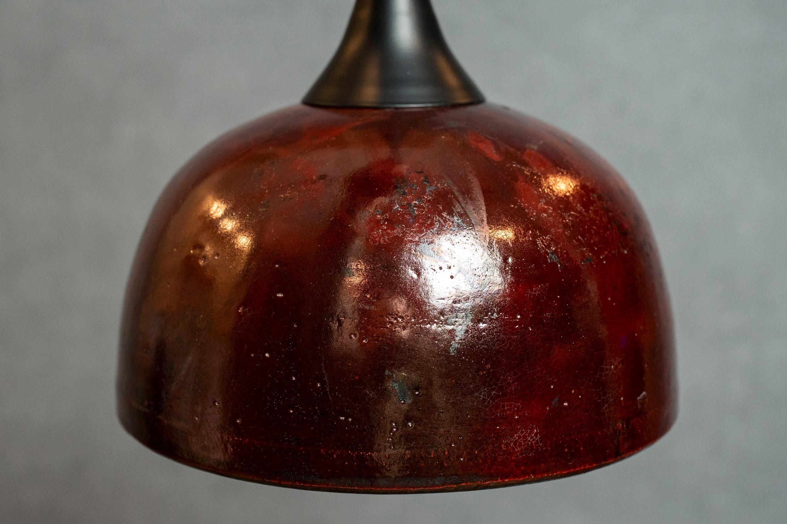 Raku Ceramic Pendant Lights: Bright Red Kitchen Lighting, Set of Two - Etsy