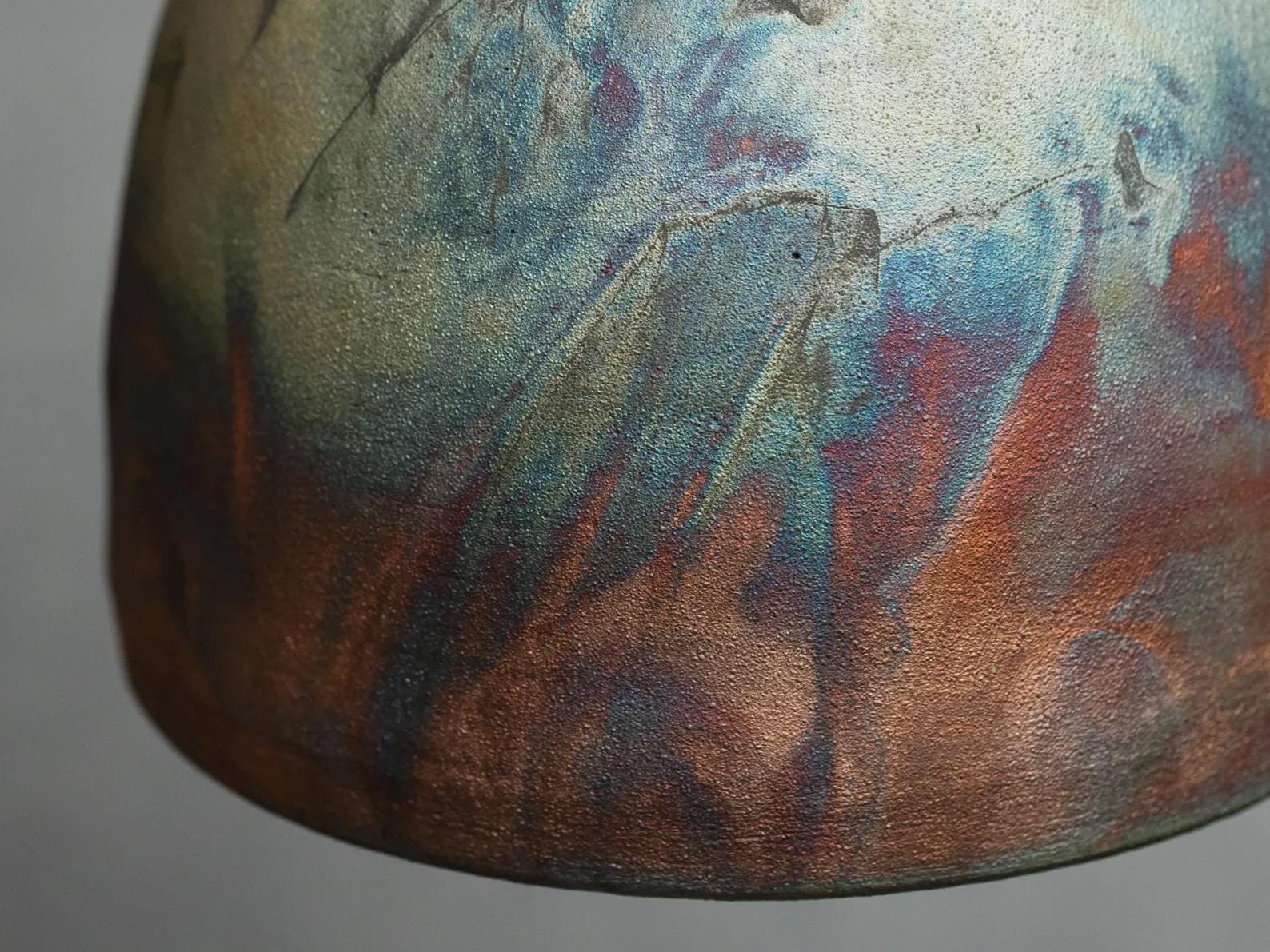 Custom Pendant Lights: Raku Ceramic Copper Blue Green Kitchen Lighting ...