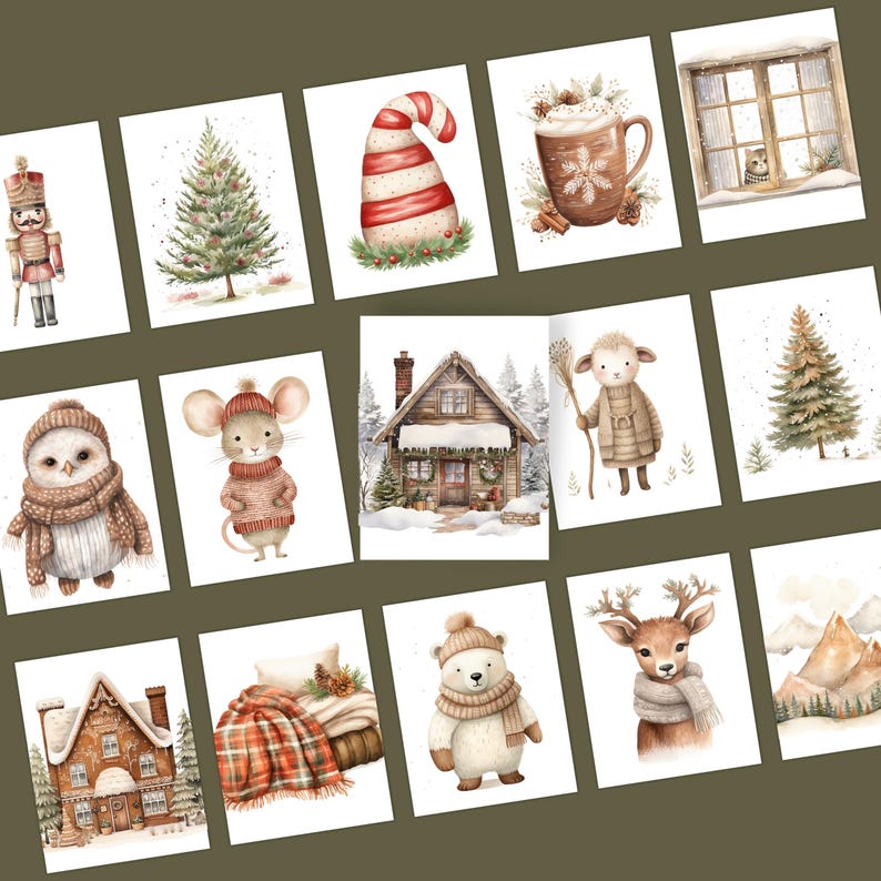 Christmas Clipart: 25 Winter Holiday Illustrations (digital Download ...