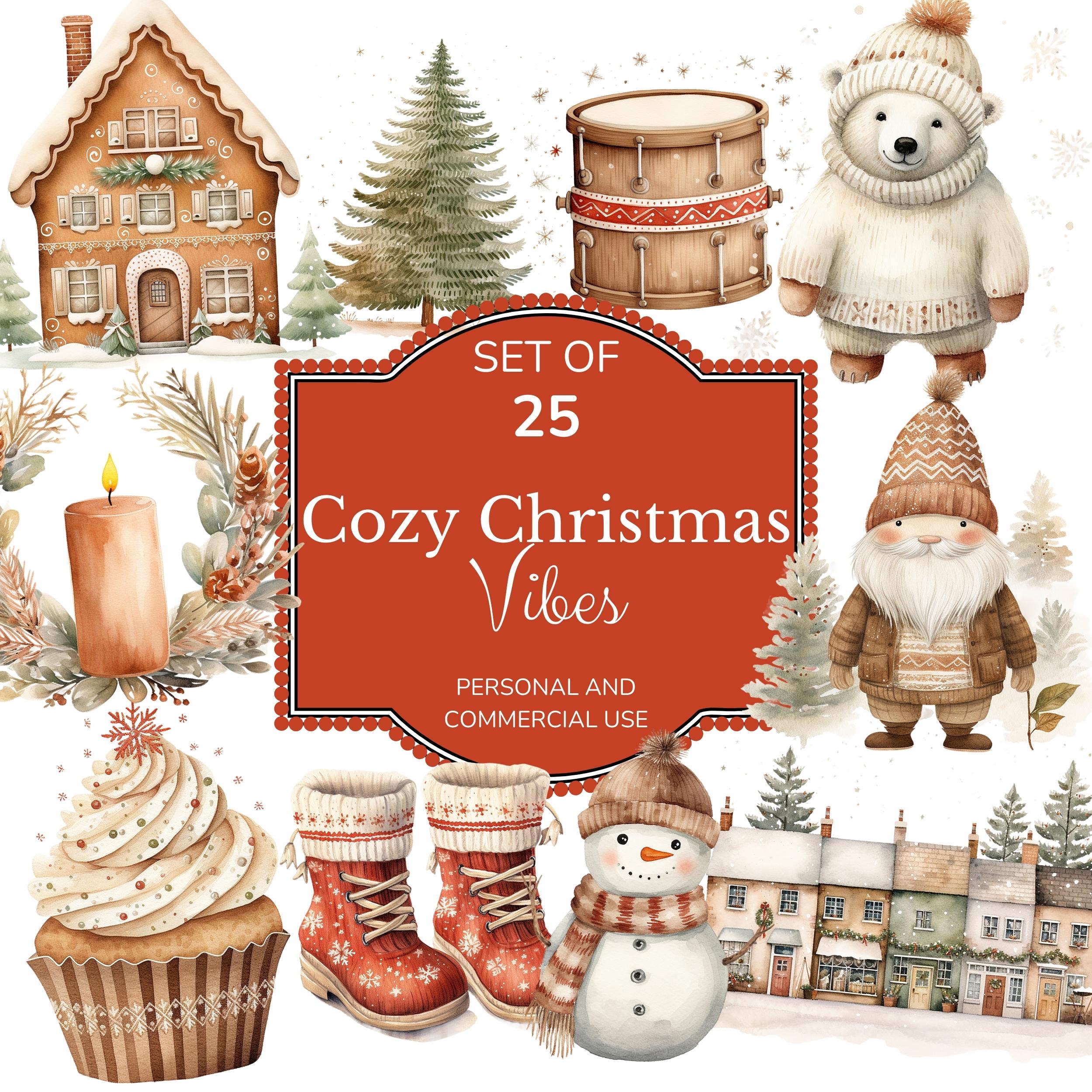 Cozy Christmas PNG Clipart Set 25 Festive Holiday Elements Transparent ...