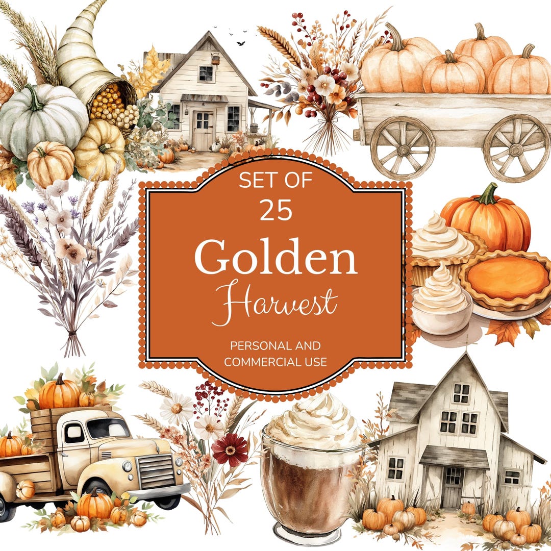 Fall Clipart Set | Autumn Graphics | Pumpkin Farmhouse Wreaths ...