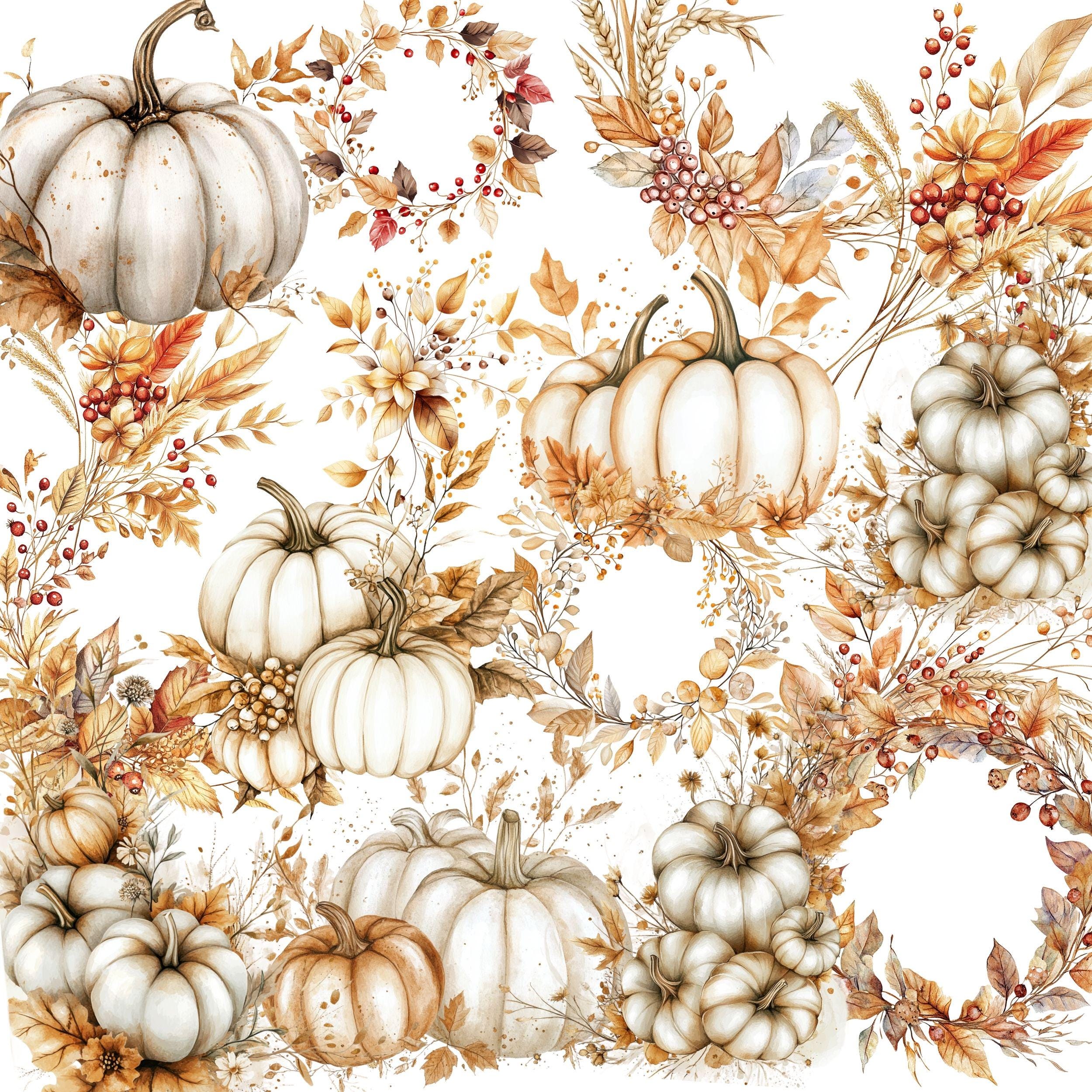 Autumn Wreath Clipart | Fall Florals | Pumpkin Graphics | Cozy Autumn ...