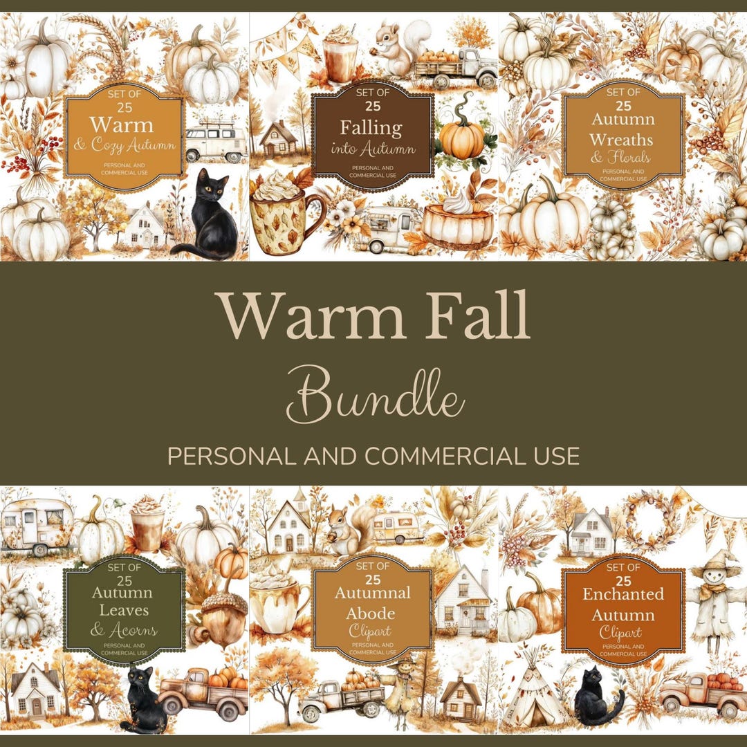 Fall Faves: Cozy Pumpkins & Rustic Leaves | Autumn Clipart Bundle for ...