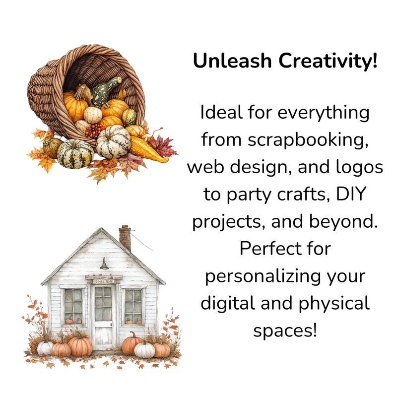 Rustic Fall Clipart Bundle | 25 Cozy Autumn Farmhouse Illustrations ...