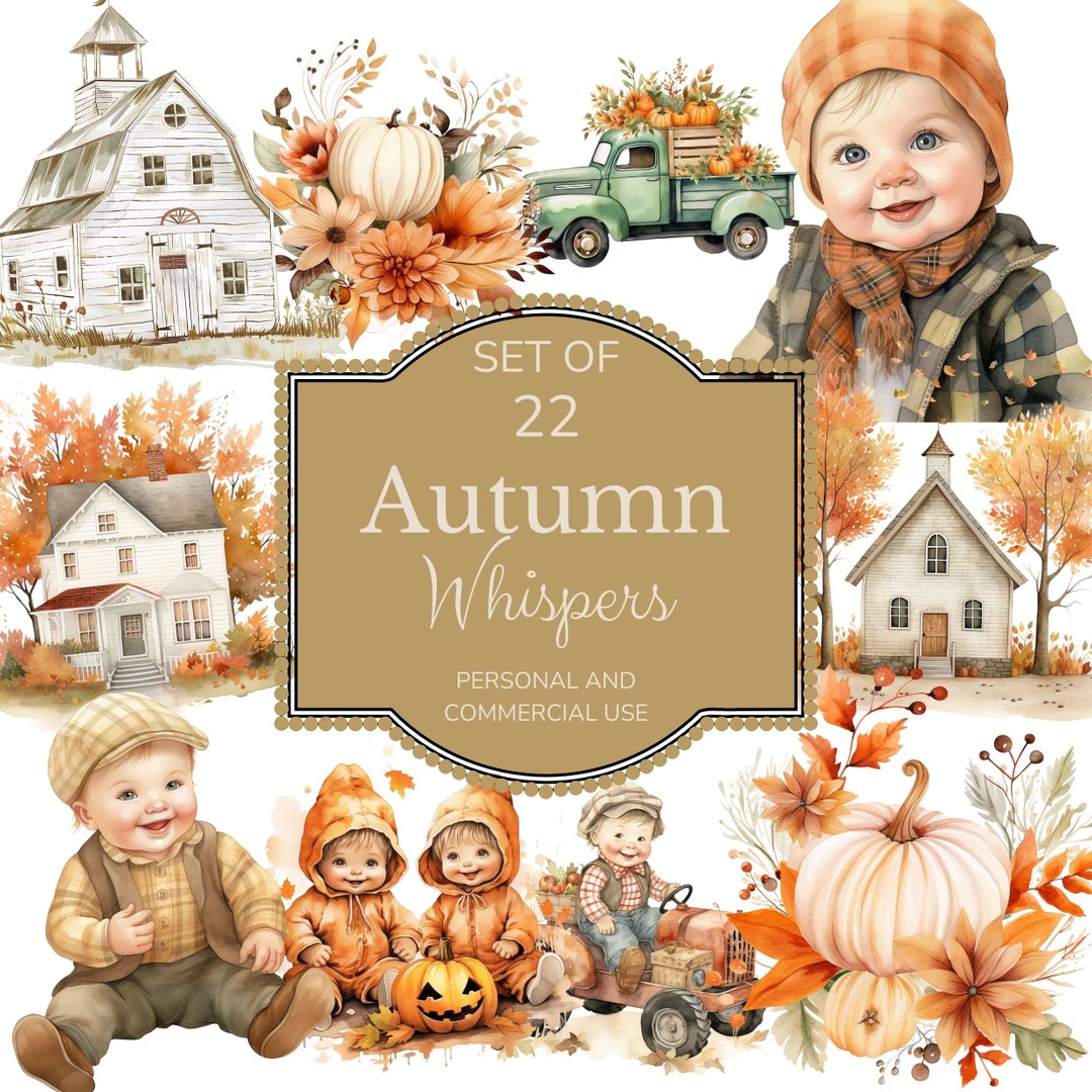 Autumn Whispers: Fall Clipart, Thanksgiving, Autumn Watercolor, Wedding ...