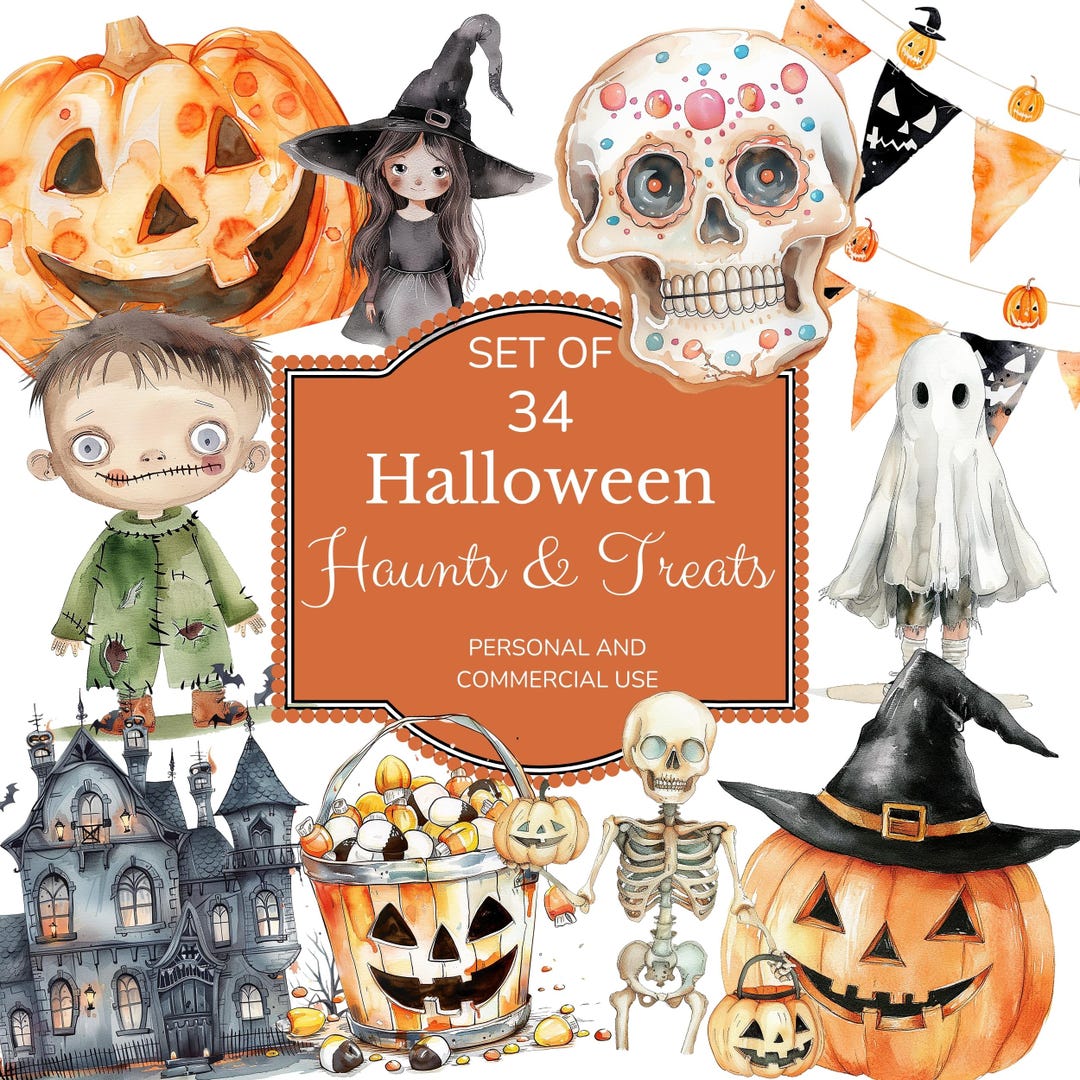 Halloween Clipart Bundle: 34 Spooky PNG Designs (digital Download) - Etsy