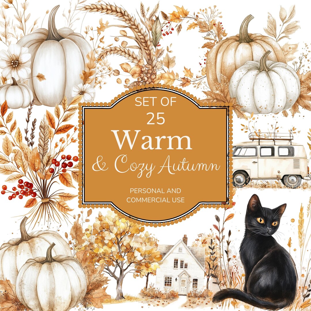 Fall Clipart | Autumn Png | Cozy Fall Design | Pumpkin Graphics ...